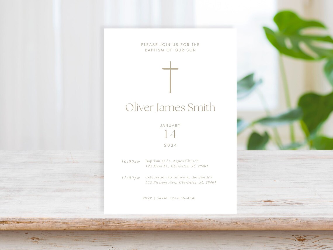Editable Baptism Christening Cross Invitation Invitation - Etsy