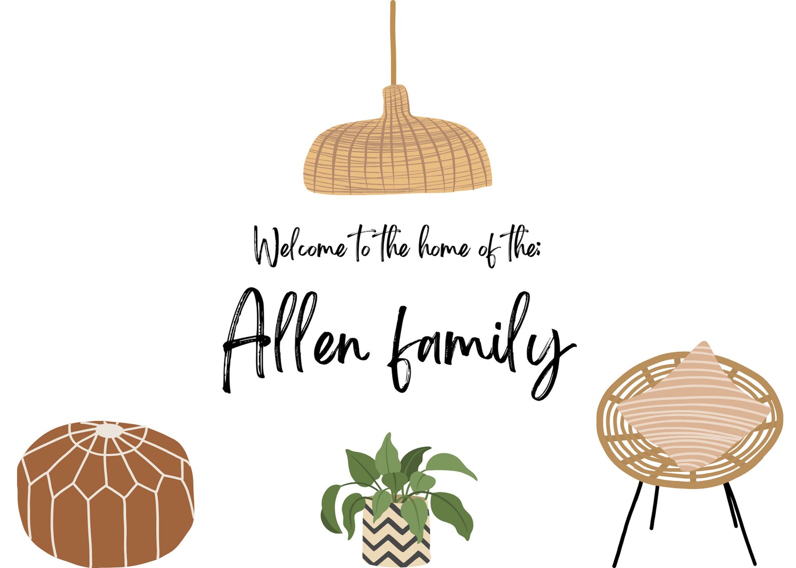 Boho Welcome to Our Home Sign Digital Template Printable - Etsy