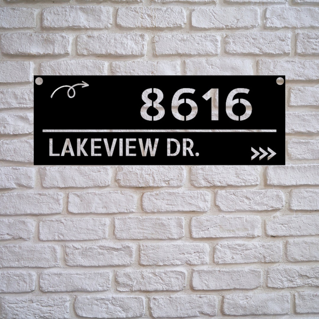 Custom Metal Address Sign, Rectangle Metal House Numbers, Outdoor Metal ...