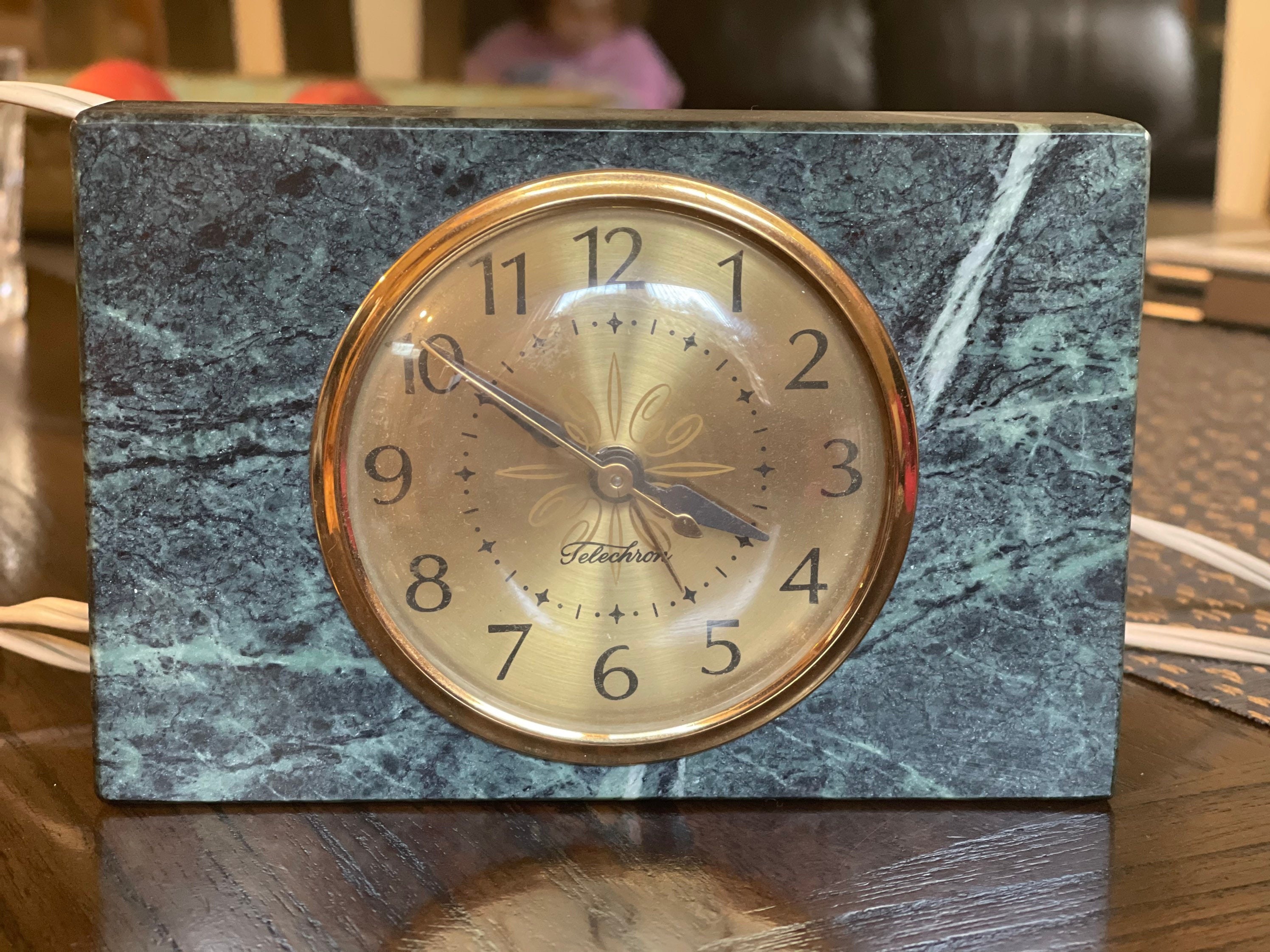 Telechron green marble clock | Etsy