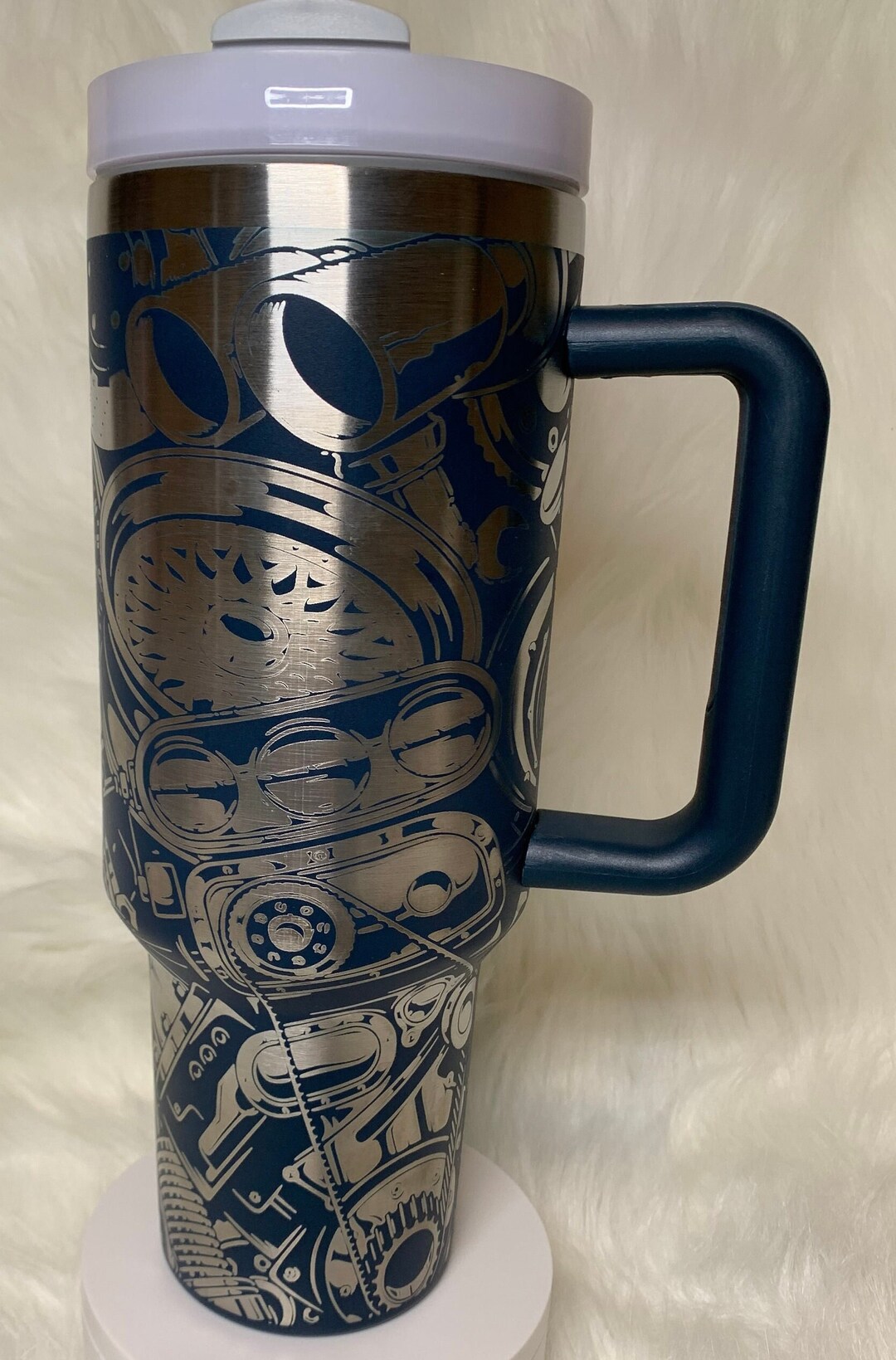 Motor Head Gear Head Laser Engraved 40oz Tumbler, Engine Motor Gears ...