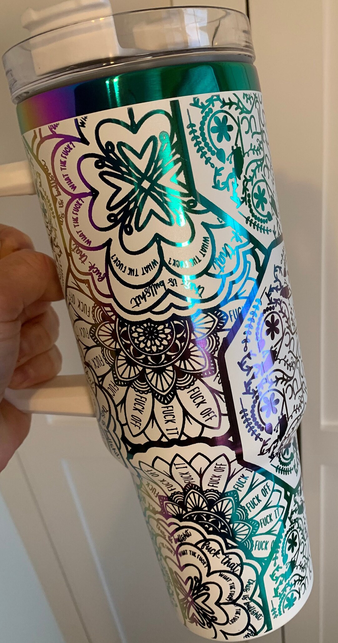 Cuss Words Mandala Design Laser Engraved 40oz Tumbler or Water Bottle ...