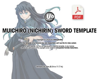 Zenitsu Agatsuma Nichirin Template - A4 PDF Blueprint for DIY - Etsy