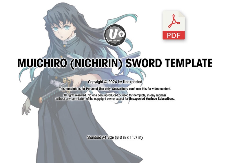 Muichiro (hashira) Nichirin Template - A4 PDF Blueprint for DIY - Etsy