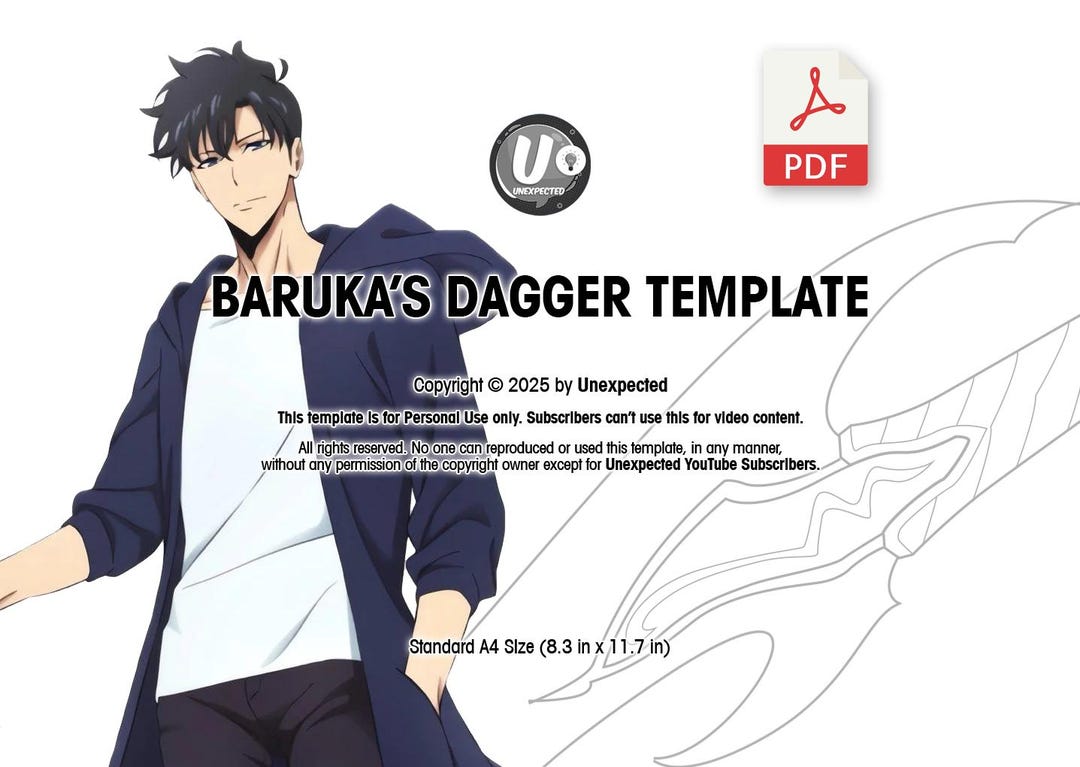 Solo Leveling - Baruka's Dagger Template - A4 PDF Blueprint for DIY - Etsy
