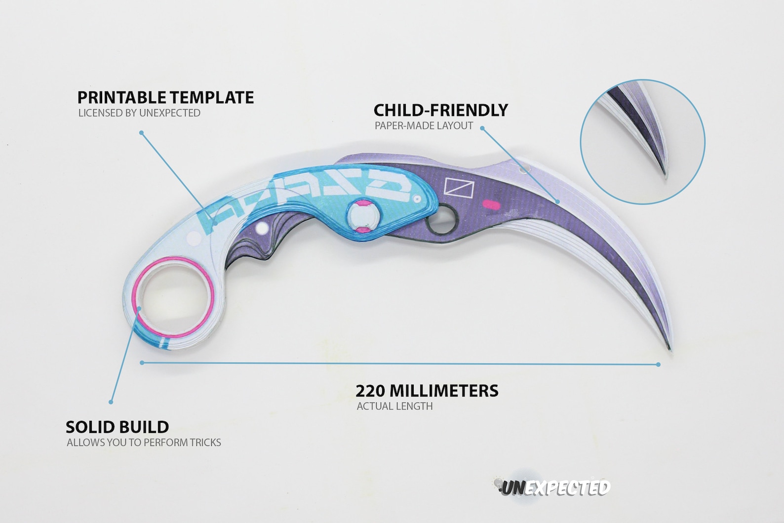 Paper Valorant Velocity Karambit (G) - Etsy