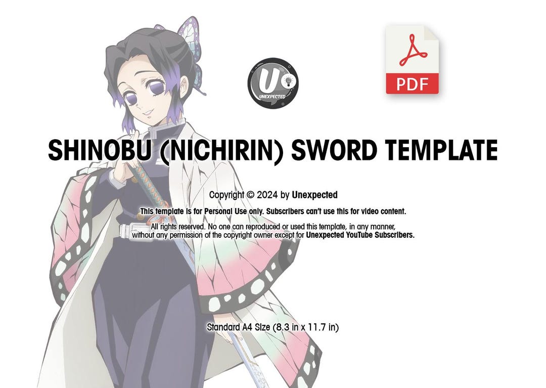 Shinobu (hashira) Nichirin Template - A4 PDF Blueprint for DIY - Etsy