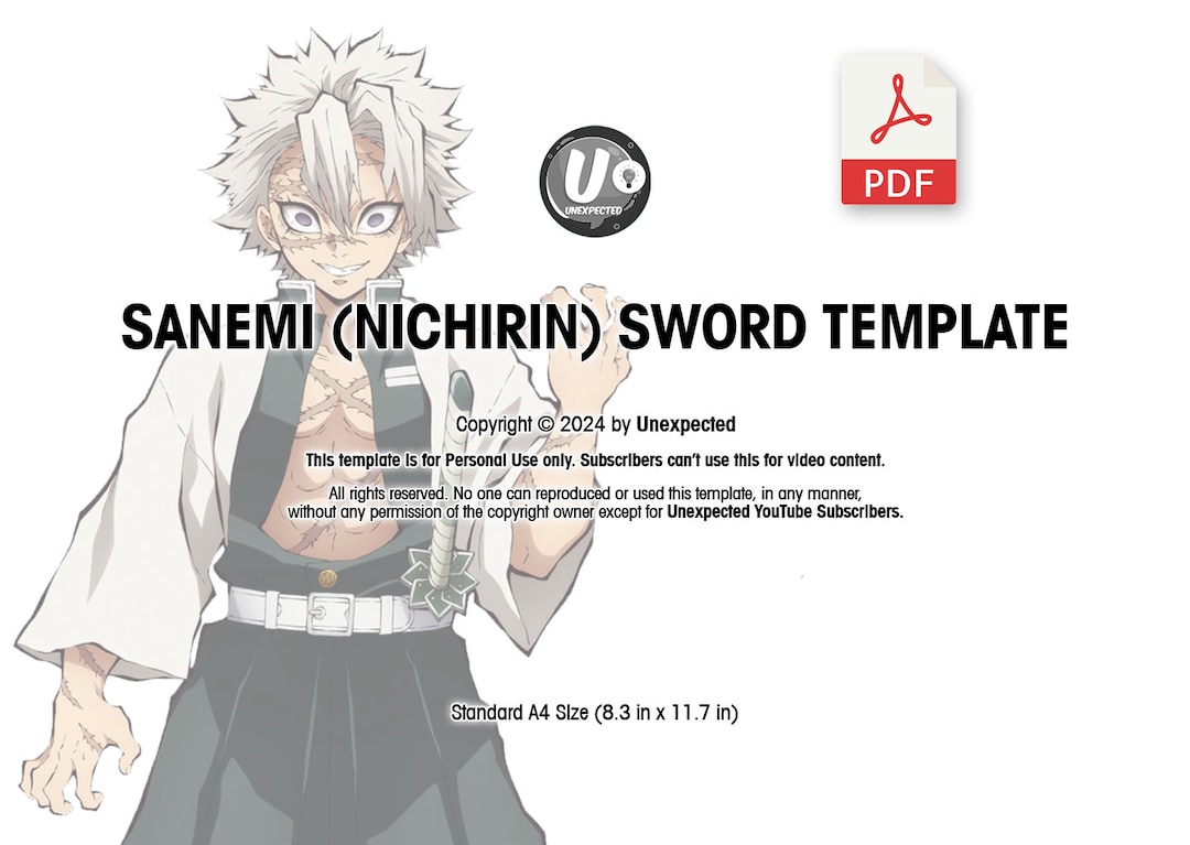 Sanemi (hashira) Nichirin Template - A4 PDF Blueprint for DIY - Etsy