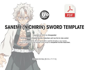 Muichiro (hashira) Nichirin Template - A4 PDF Blueprint for DIY - Etsy