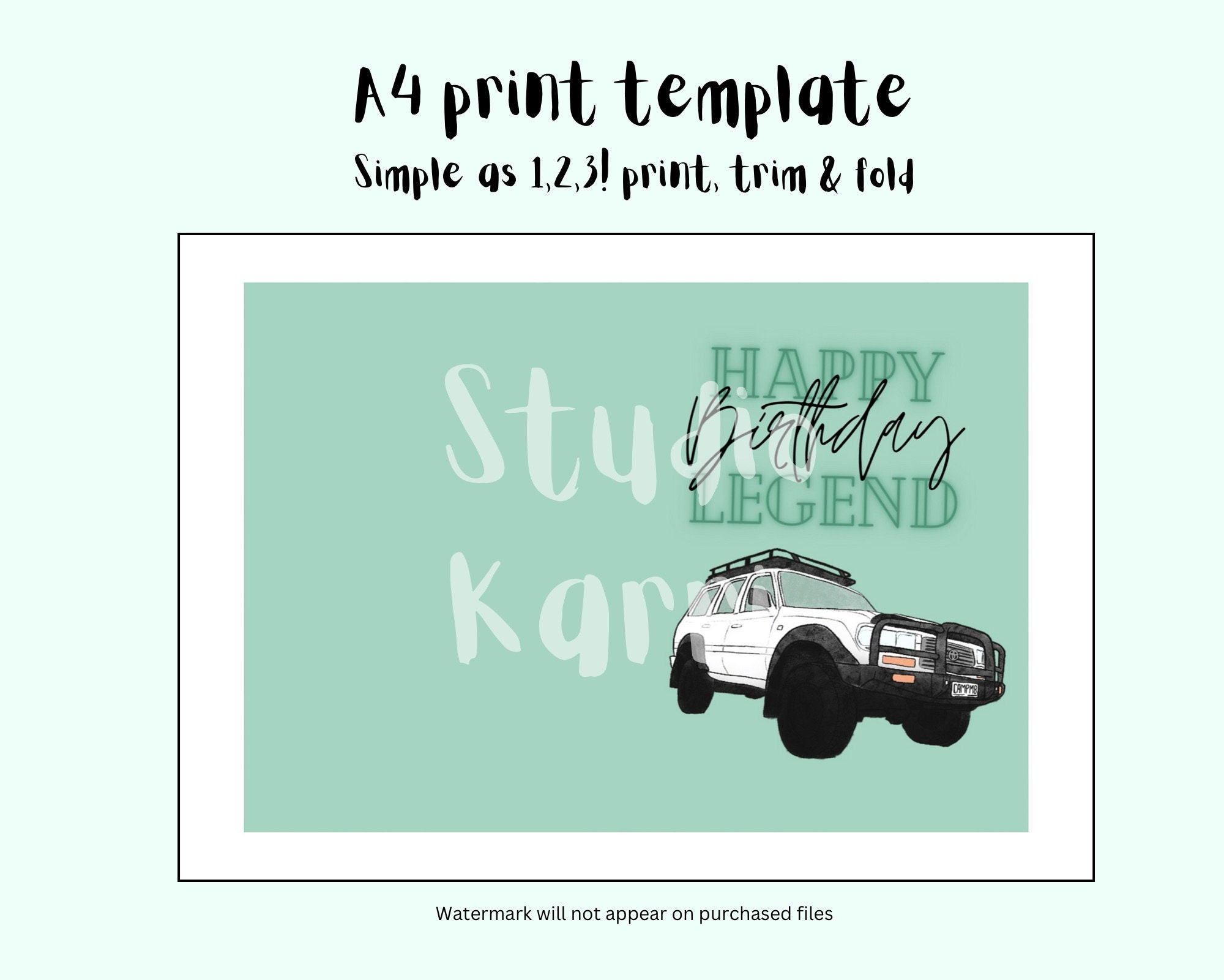 4WD Birthday Card Printable Two Designs Includes Outside and Inside ...