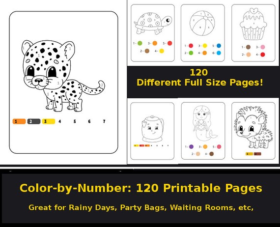 Coloring: Color-by-number for Kids 120 Printable Pages PDF - Etsy