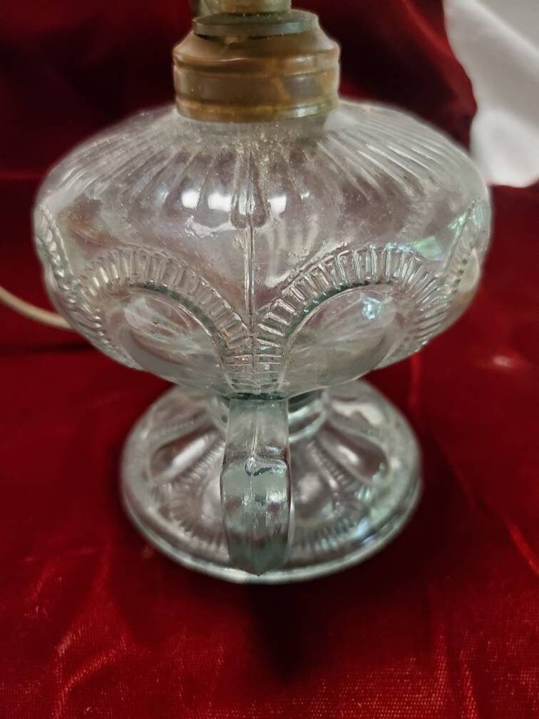 Two Vintage Pressed Glass Oil Lamo Base Fingertip Lamps - Eyebrow ...