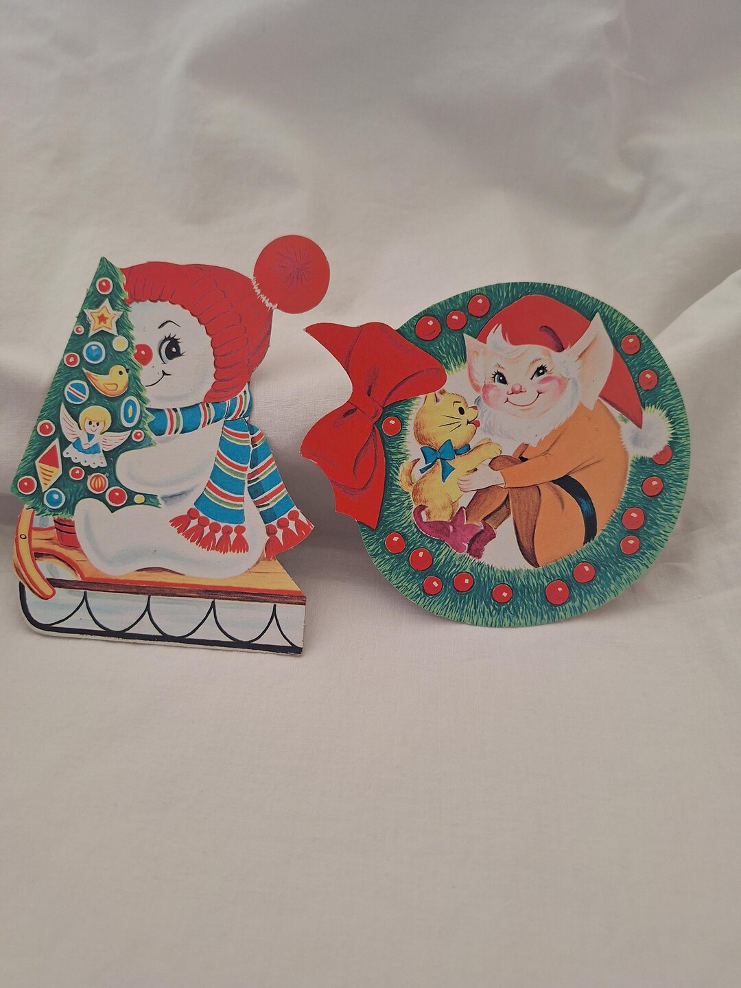 Sledding Snowman and Wreath With an Elf Cardboard Christmas Cutouts - Etsy