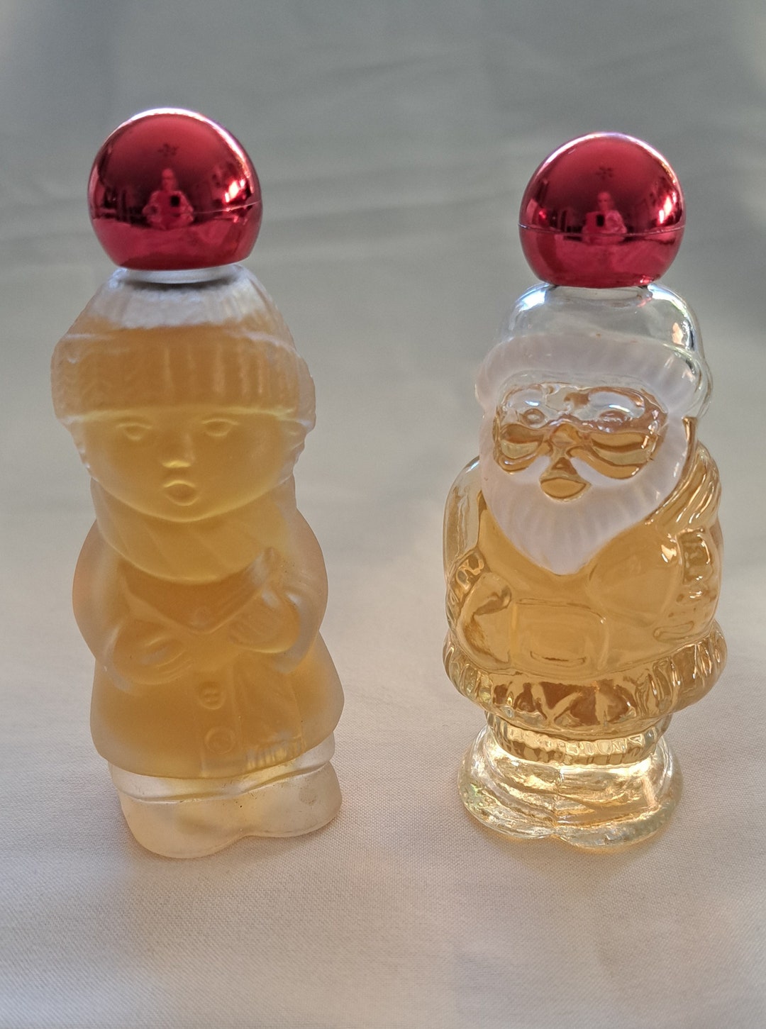 Avon Holiday Perfume Bottles Frosted Caroler and Santa - Etsy
