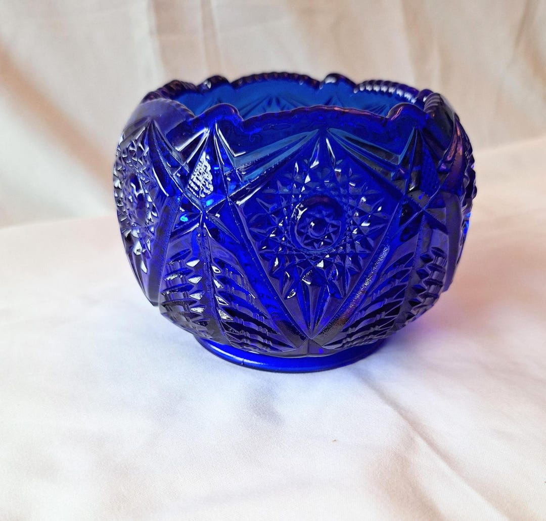Beautiful Cobalt Blue Fenton Rose Bowl - Etsy