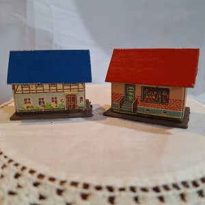 Set of 6 Vintage 1950's Putz Miniature Cardboard Houses Marked, "made ...