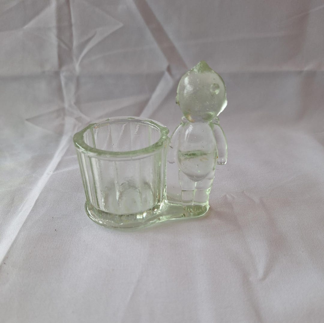 Very Old Clear to Greenish Glass Kewpie Candy Container Toothpick ...