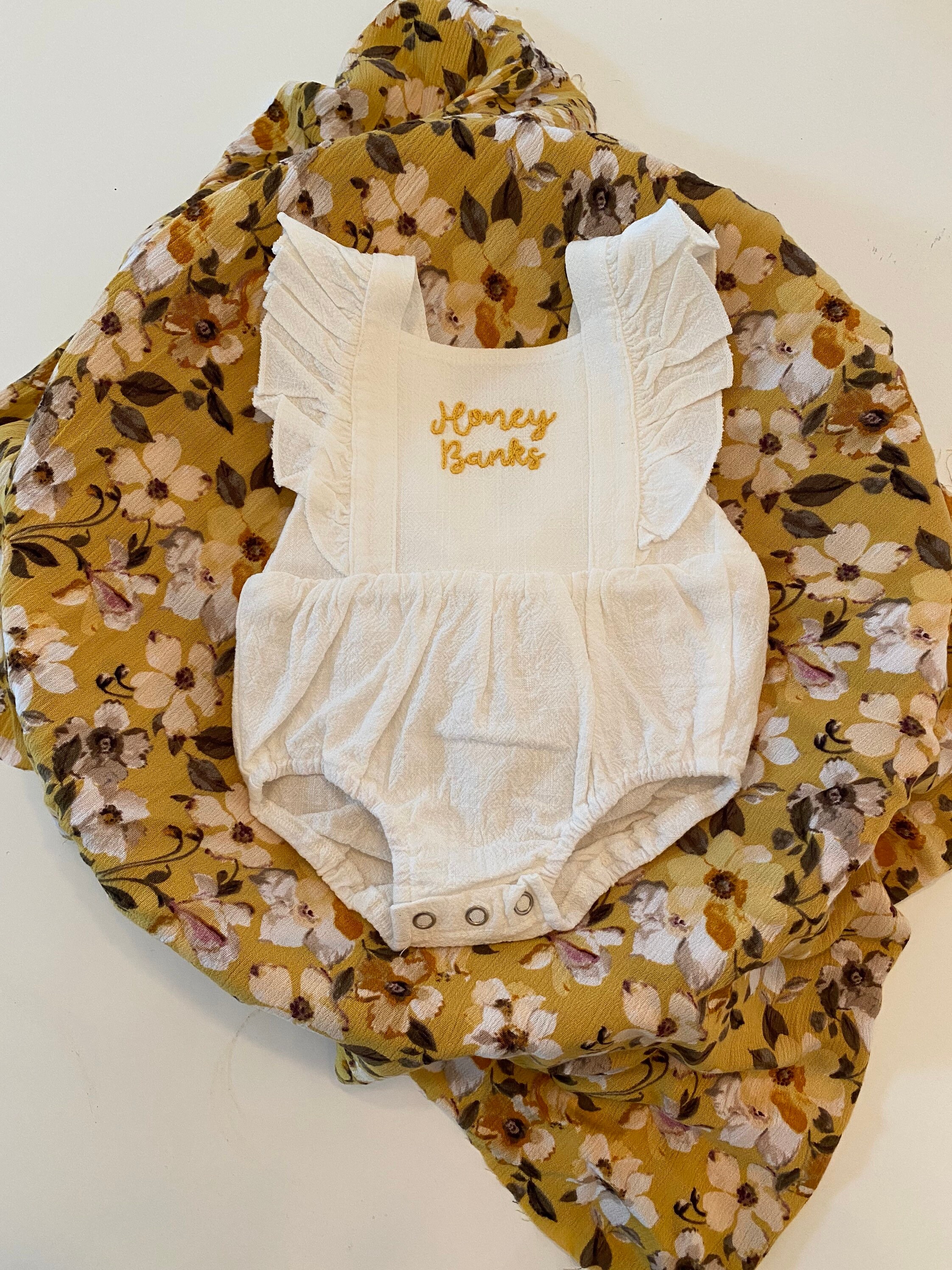 Hand-embroidered Linen Baby Romper- Baby Shower Gift, Newborn Gift - Etsy