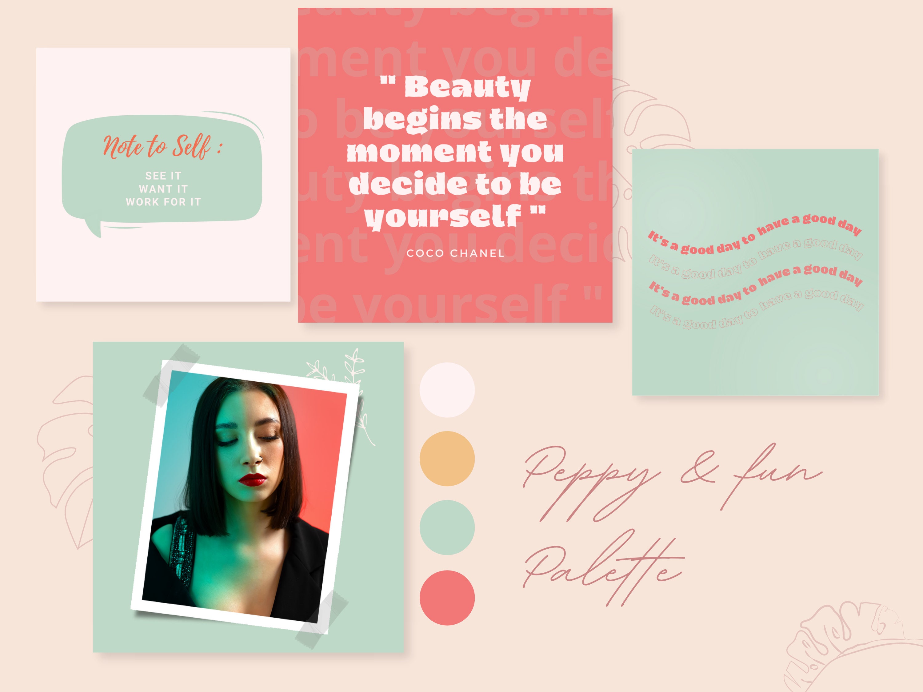 Peppy Instagram Post Template Fun Boho Branding Modern Canva Social ...