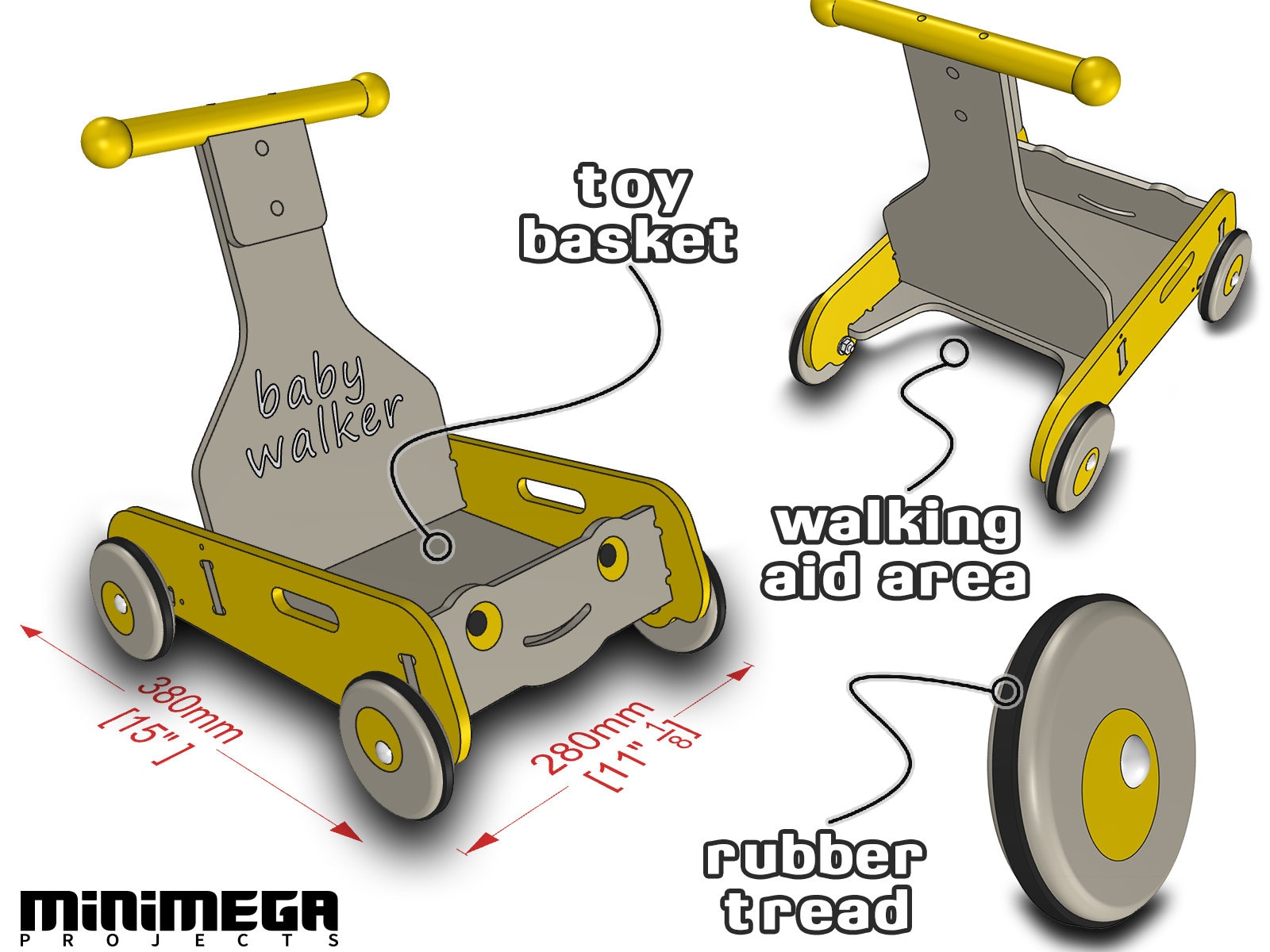 BABY WALKER, Cnc File, Pdf Digital Plans, Baby Walker Cnc, Dxf File ...
