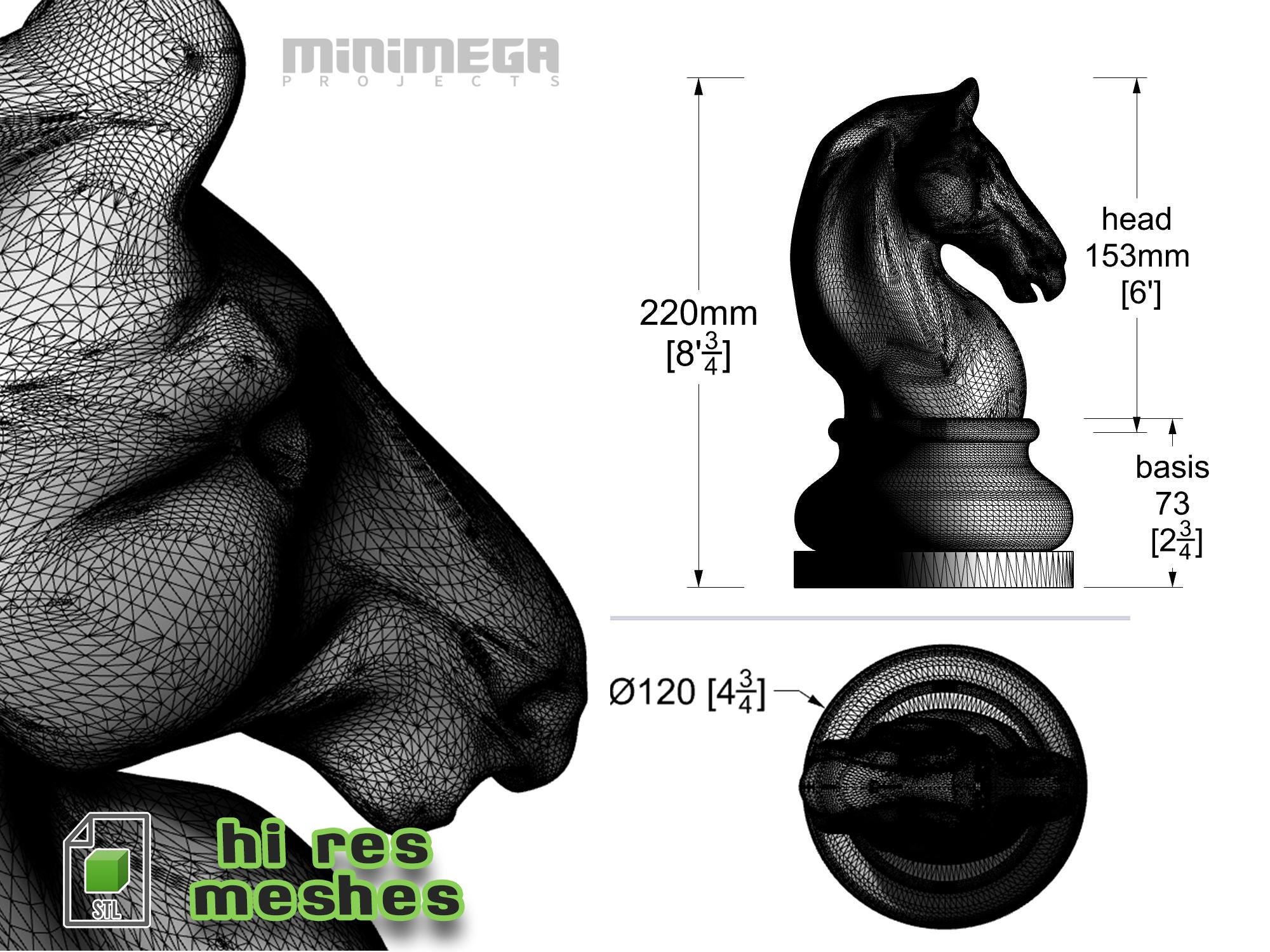 CHESS KNIGHT, Stl File, Print 3d File, Gameboard 3d File, Print 3d ...