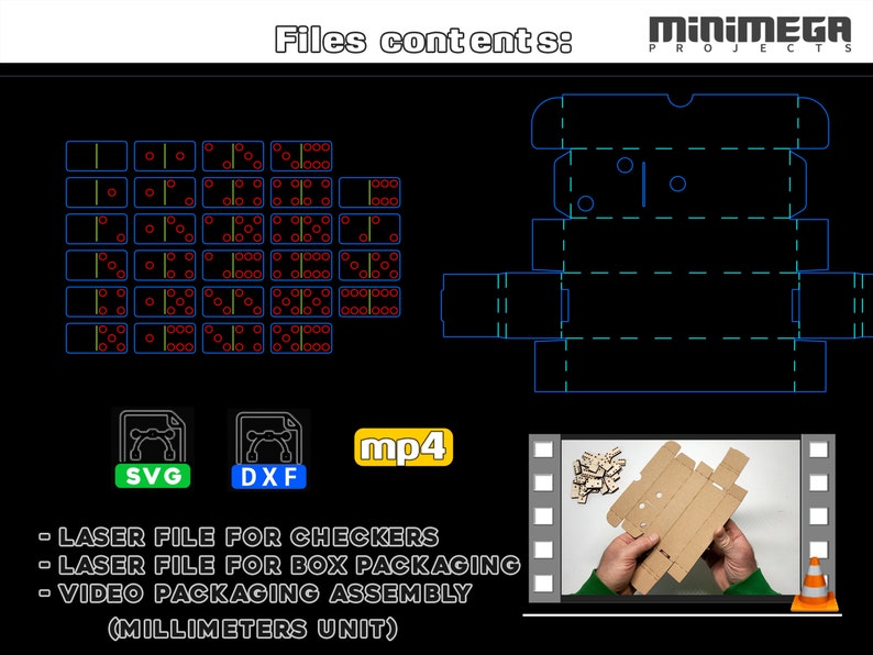 DOMINO, Laser Cut File, Domino + Box Svg Dxf File, Game Board File ...