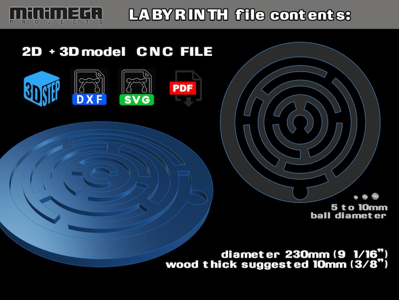 LABYRINTH, Marble Run Cnc File, Wooden Toy, Dxf Labyrinth, Svg Labyrinth, 3d Model Labyrinth ...