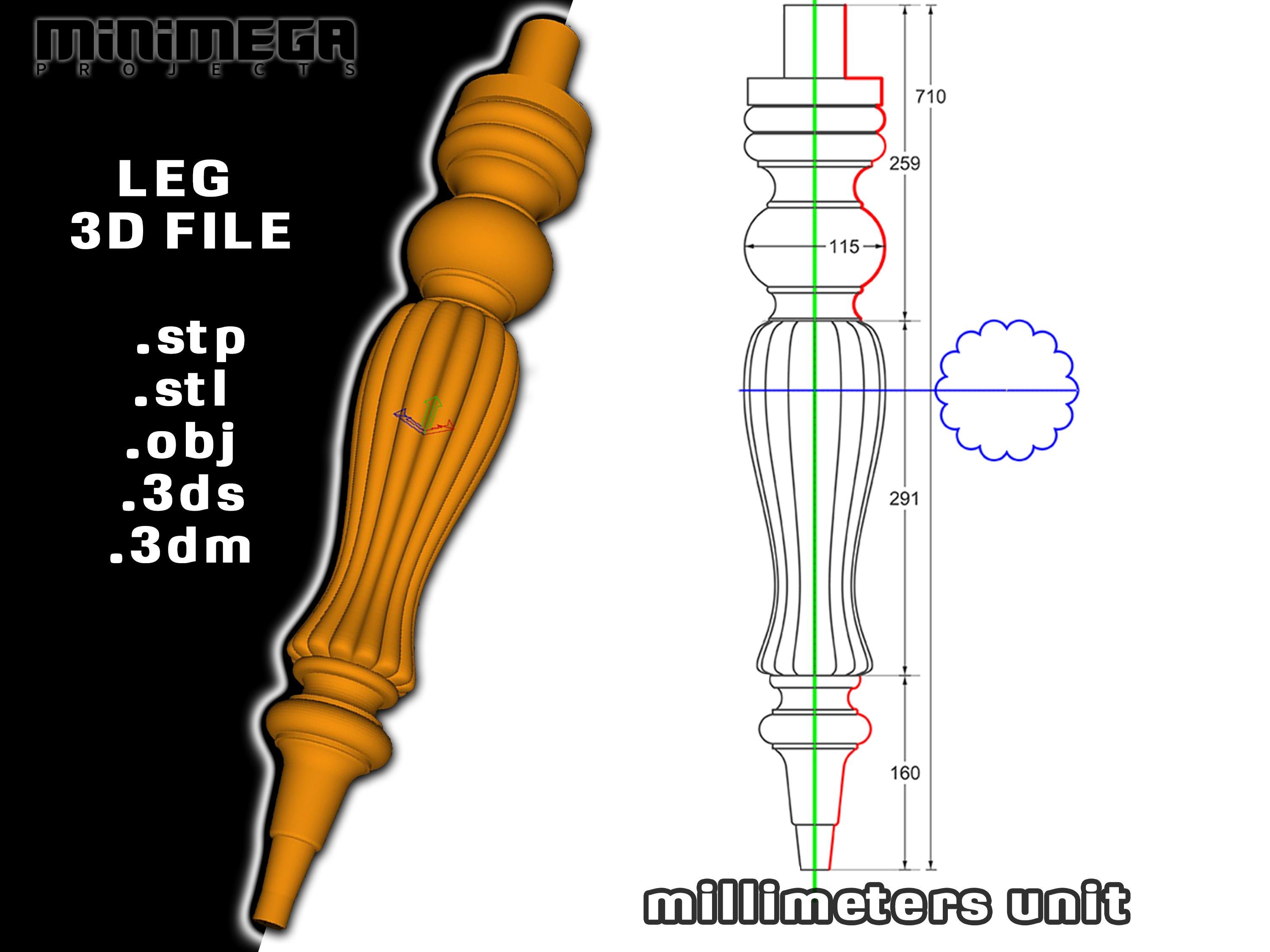 Cnc Rotary Leg, 3d Carving File,wood Carving, Router File, Wooden Table ...