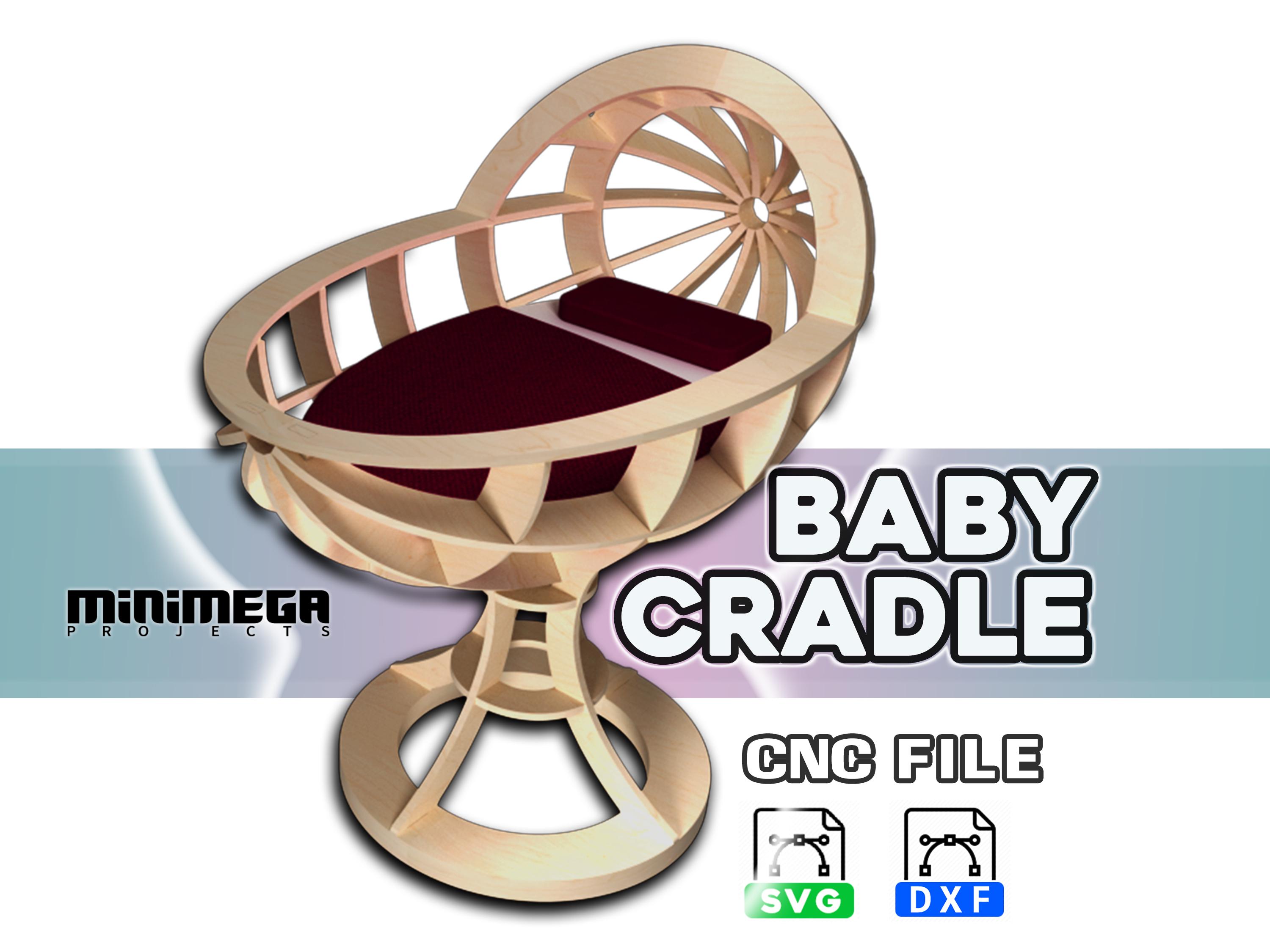 BABY CRADLE, Cnc File, Diy Cradle, Crib Cnc File, Baby Bed and Light ...