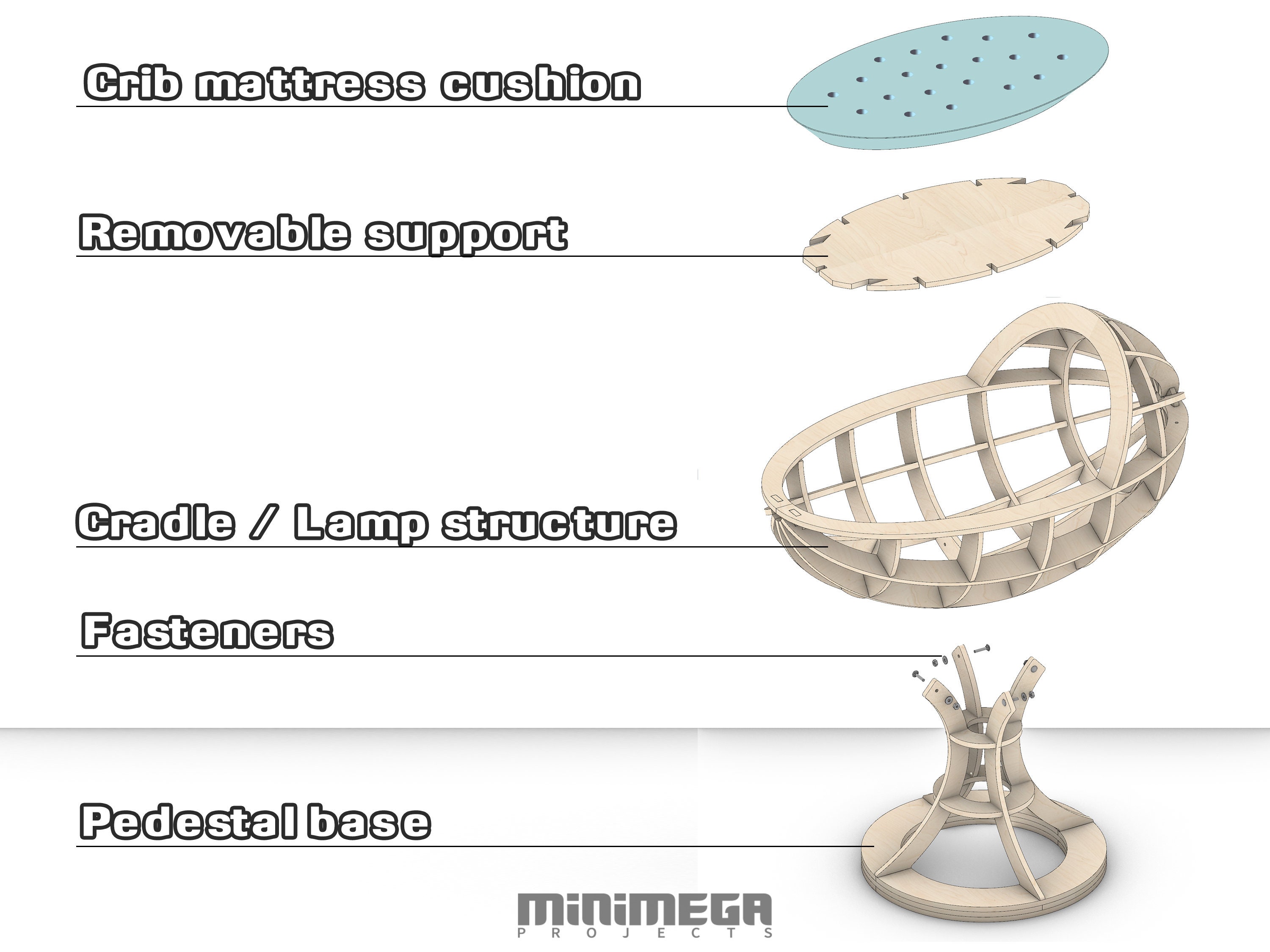 BABY CRADLE, Cnc File, Diy Cradle, Crib Cnc File, Baby Bed and Light ...
