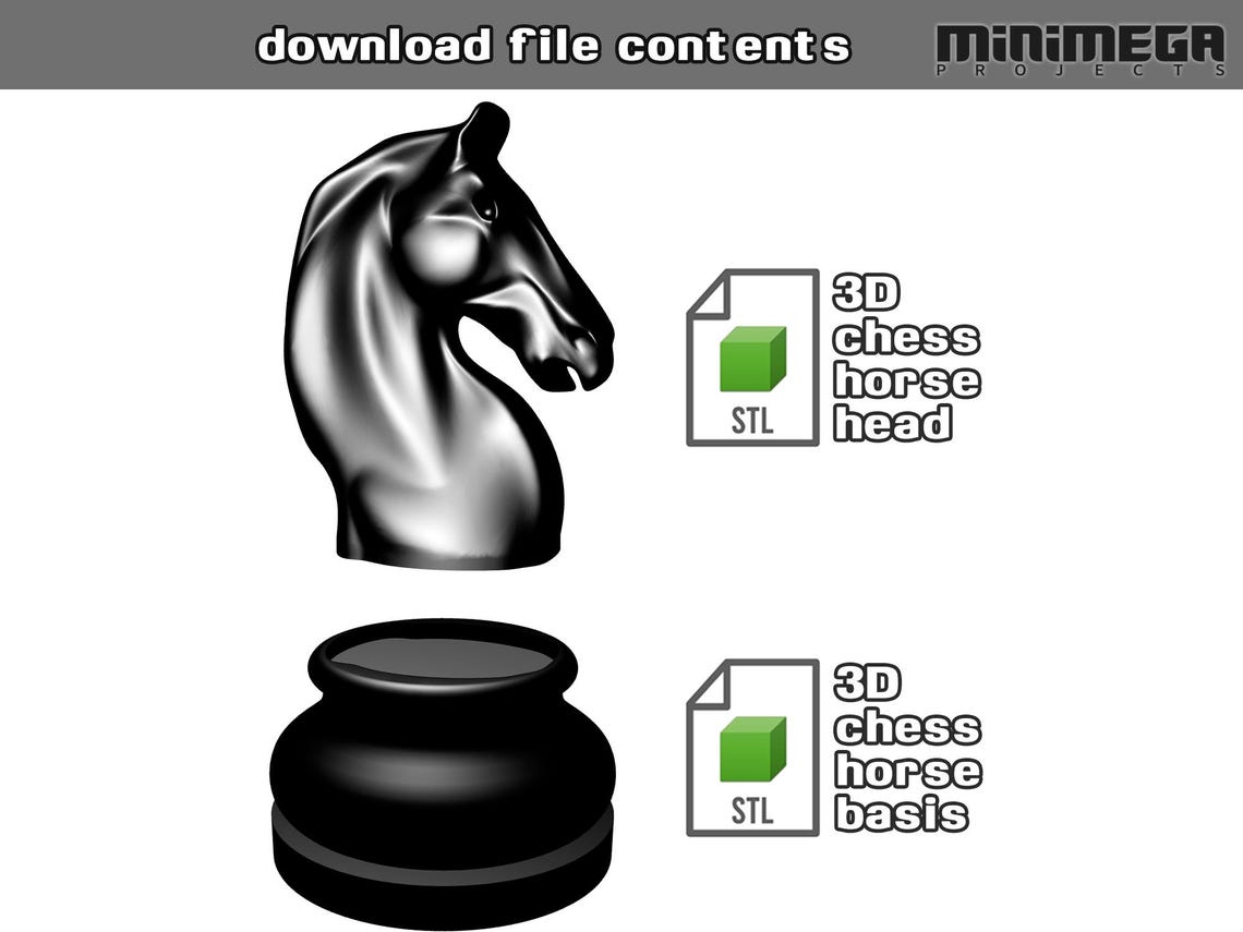 CHESS KNIGHT, Stl File, Print 3d File, Gameboard 3d File, Print 3d ...