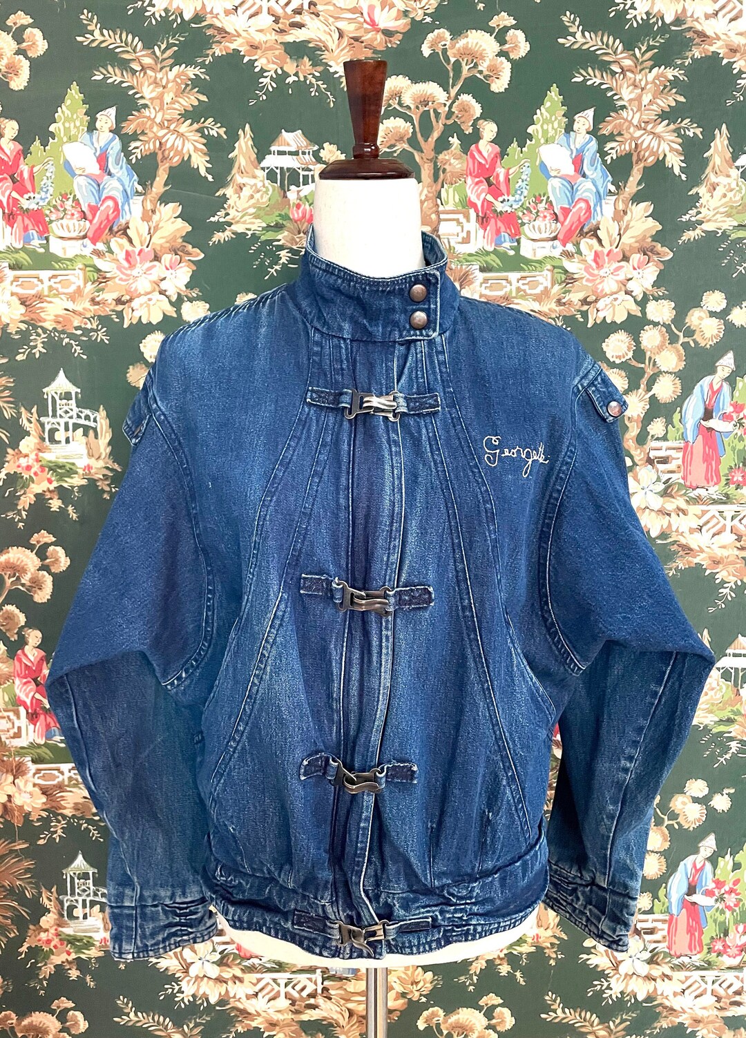 1980s Vintage Denim Moto Style Jacket Embroidered With the Name ...