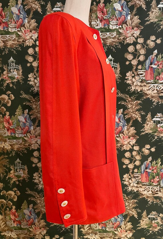 1980s Vintage Louis Feraud Vermilion (Red-Orange) Jac… - Gem