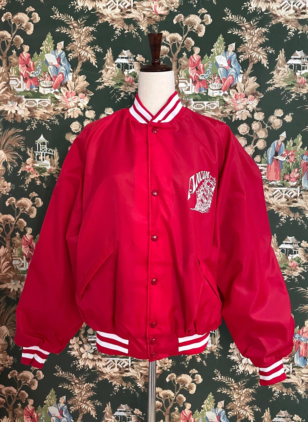 1990s Vintage Oversized Red Nylon Bomber Jacket by Dunbrooke - Etsy