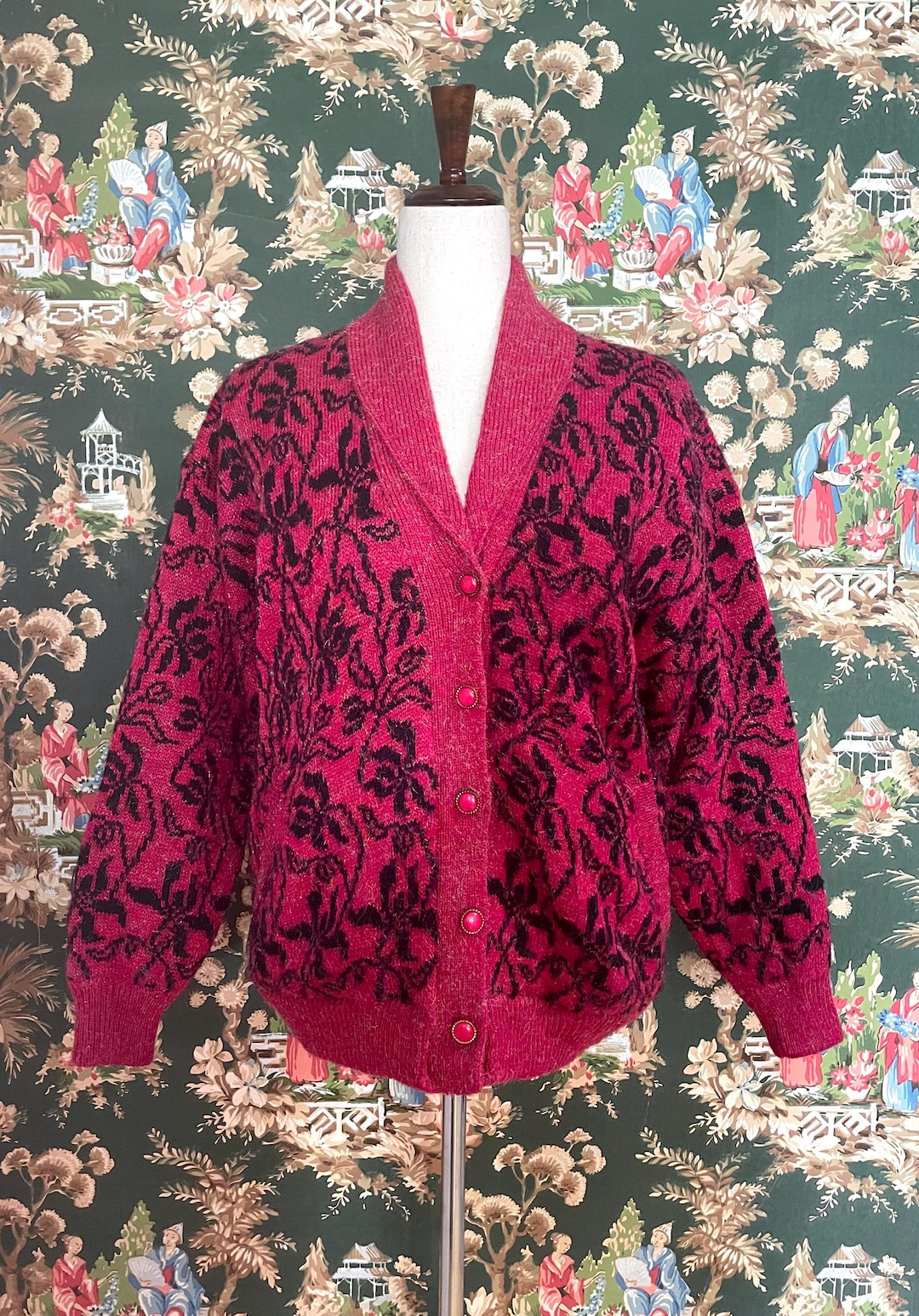 1980s Vintage Pink Sweater Jacket - Etsy