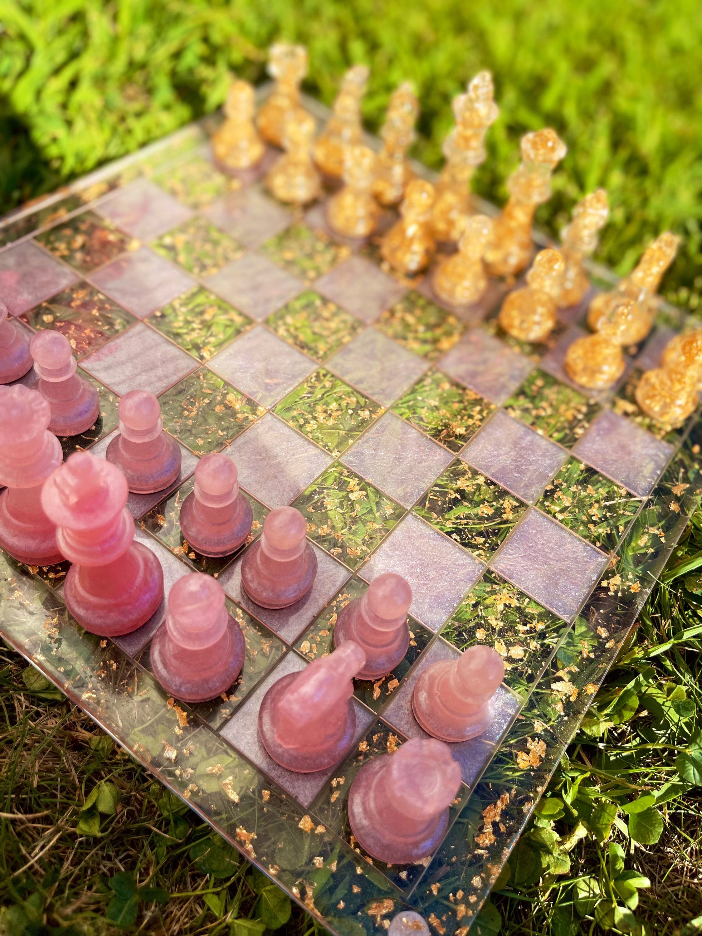 Pink Resin Chess Board, Board Games, Gifts for Her, Handmade - Etsy