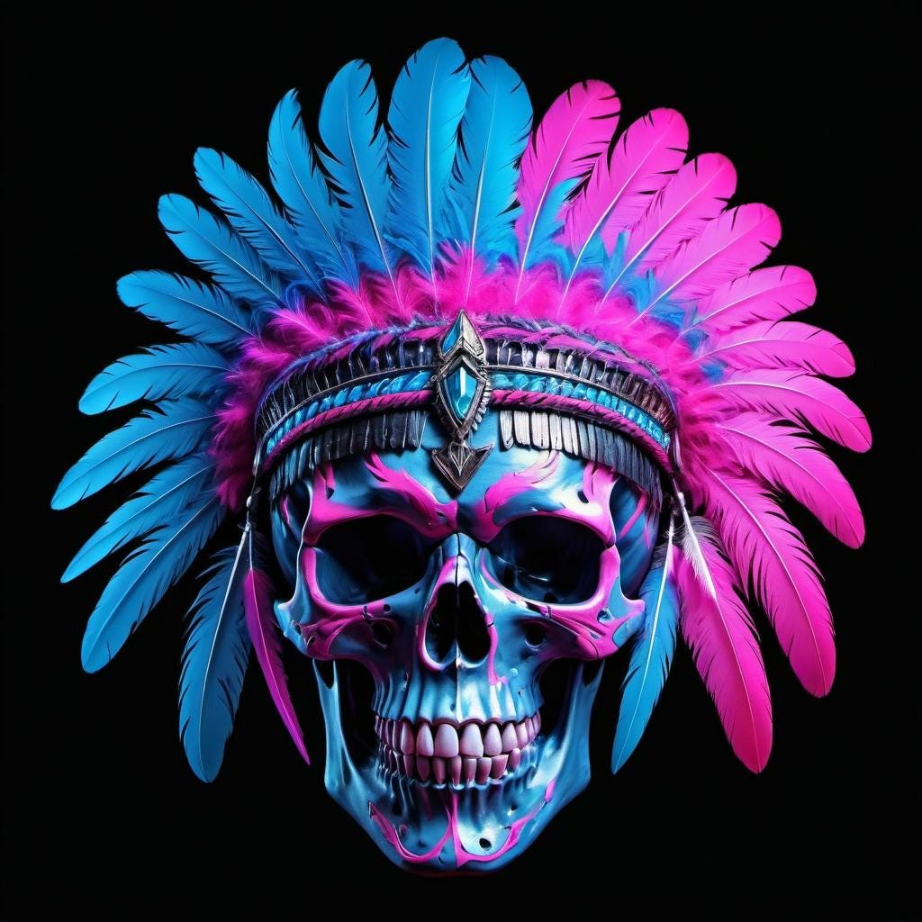 Skull, Feather, Radiant, Creative, Art, Neon Art, Ai Photo, - Etsy
