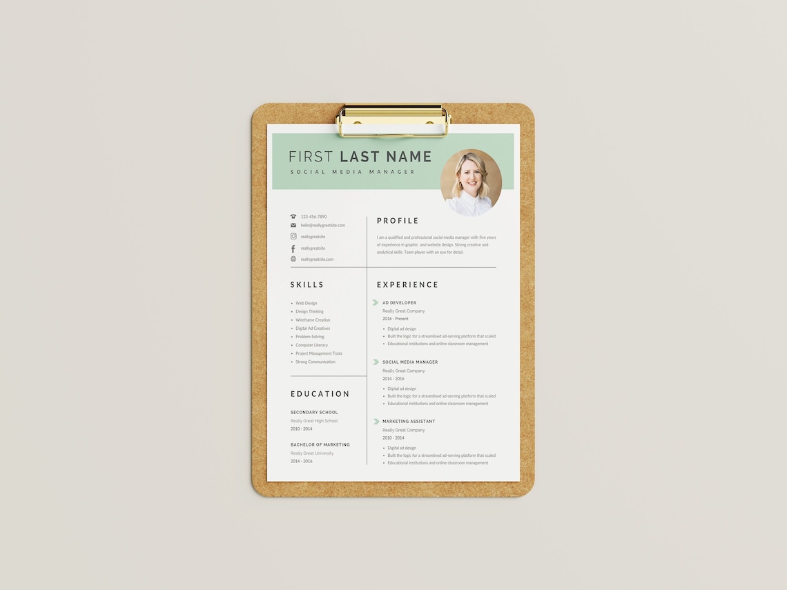Editable Clean Double Sided Resume Template Instant Download Canva ...