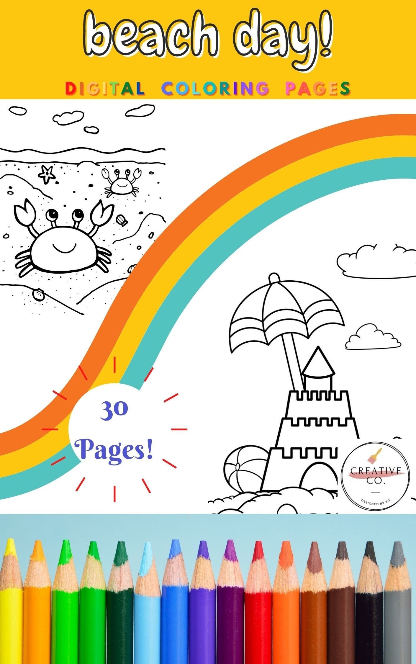 Beach Day! Coloring Pages - Etsy