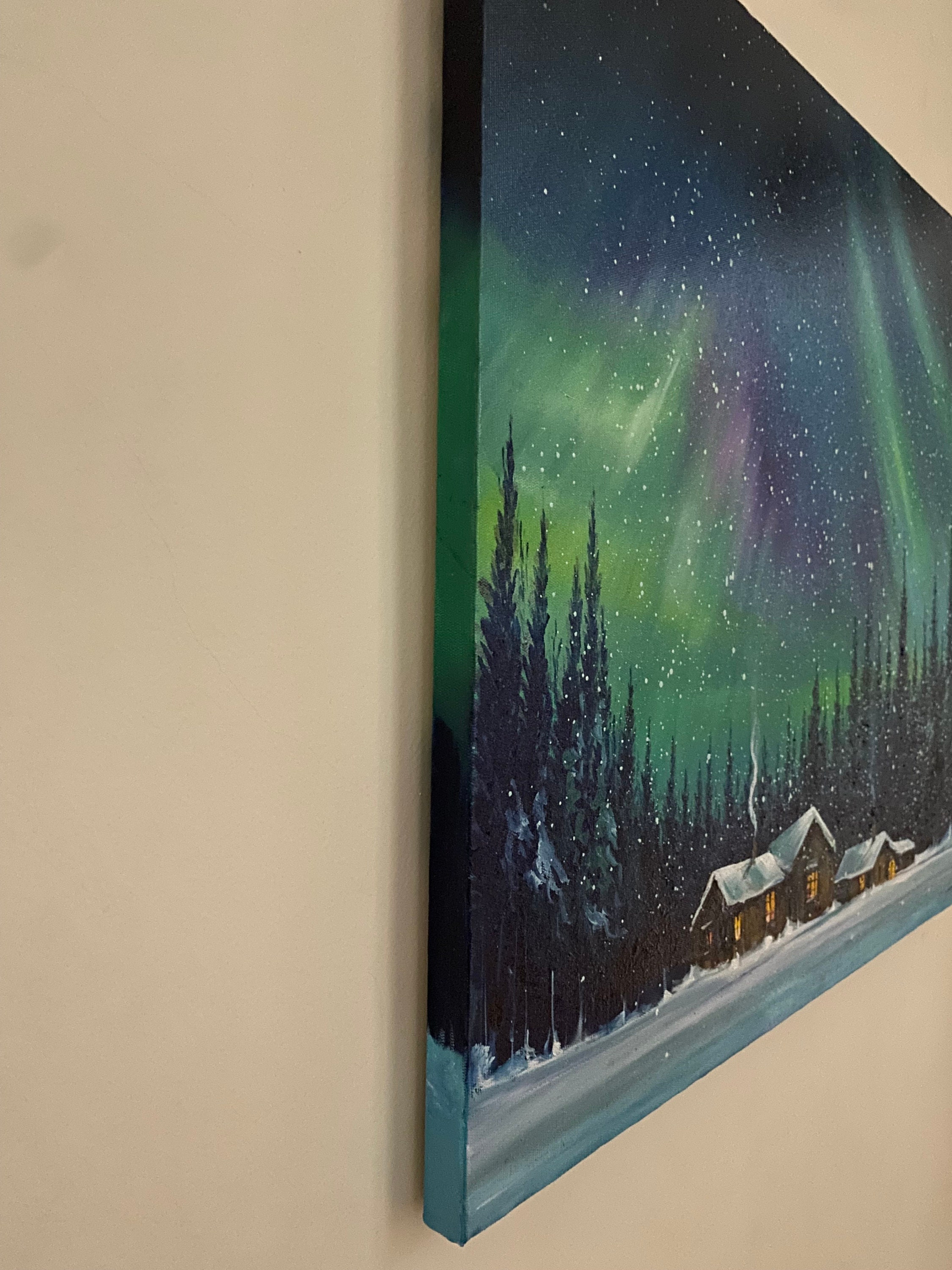 Aurora Borealis - Northern Lights Art- OIL PAINTING on Canvas - Modern ...