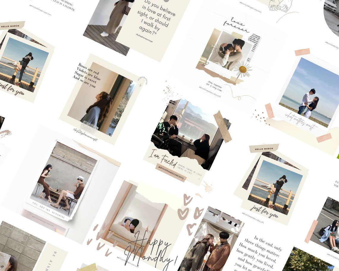 Inspirational Instagram Quotes IG Stories Templates Brading Kit Korean ...