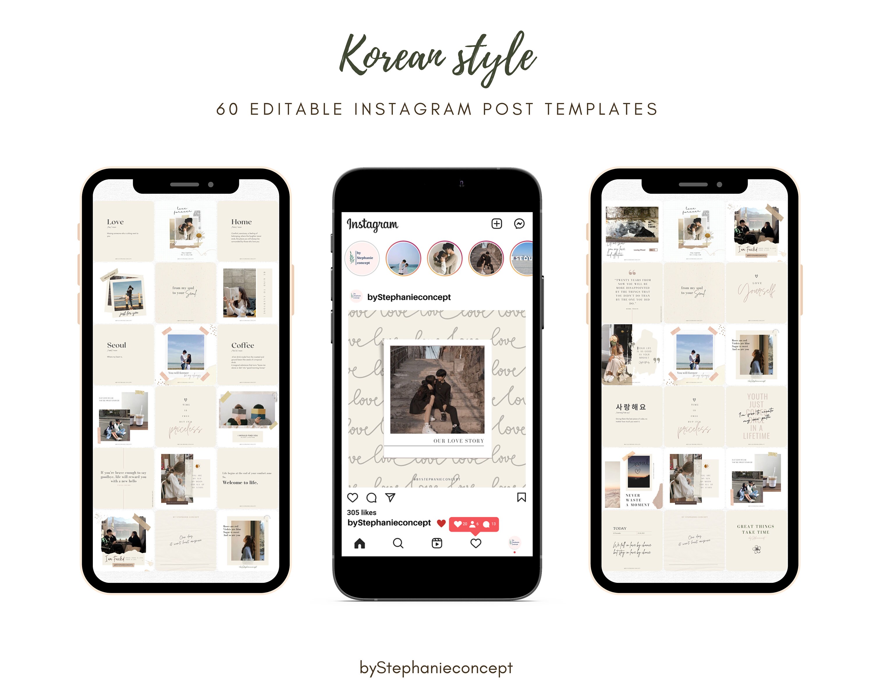 Inspirational Instagram Quotes IG Stories Templates Brading Kit Korean ...