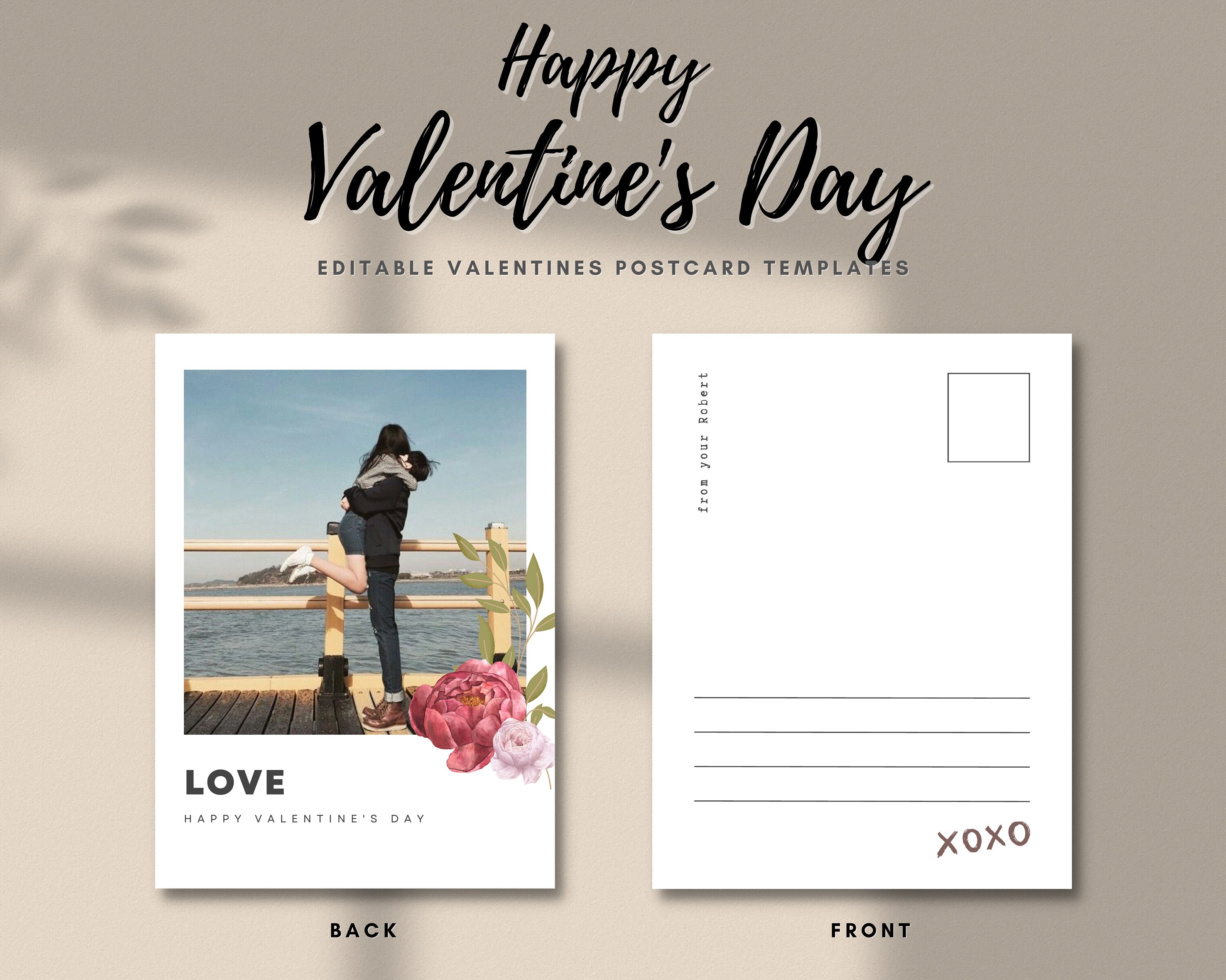 Valentines Postcard Templates | Printable Valentines Day Postcard ...