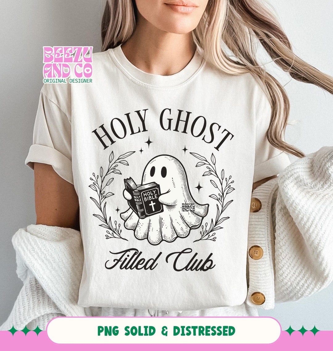 Holy Ghost Filled Club Png, Retro Halloween Png, Cute Ghost Png, Ghost ...