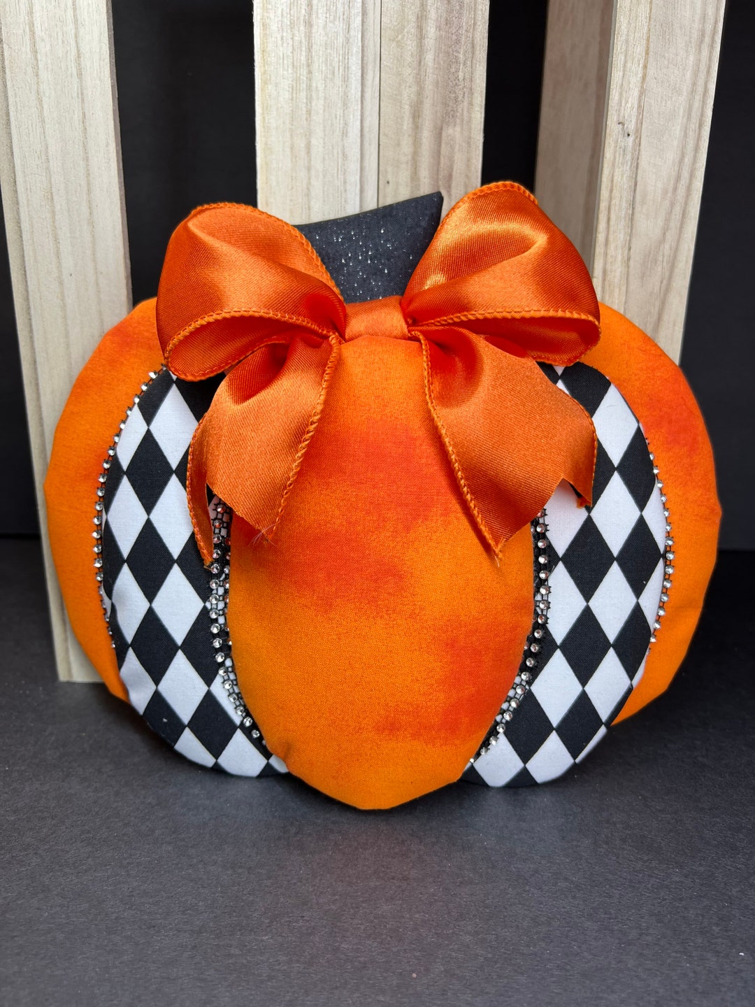 Orange and Harlequin Pumpkin Wreath Attachment, Pumpkin Wreath ...