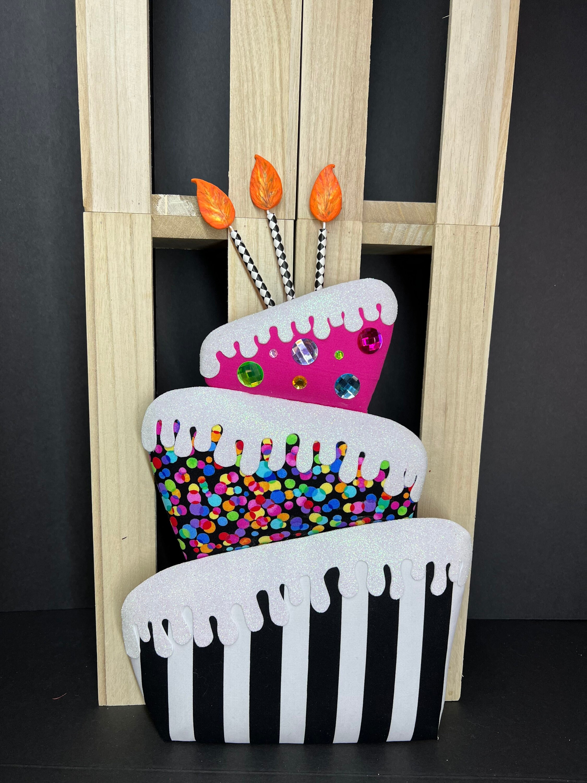 Birthday Cake Wreath Attachment Birthday Decor Layered Cake - Etsy