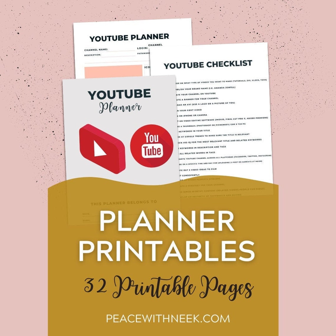 Youtube Planner, Video Planner, Social Media Content Calendar, EDITABLE ...