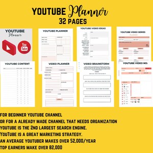 Youtube Planner, Video Planner, Social Media Content Calendar, EDITABLE ...