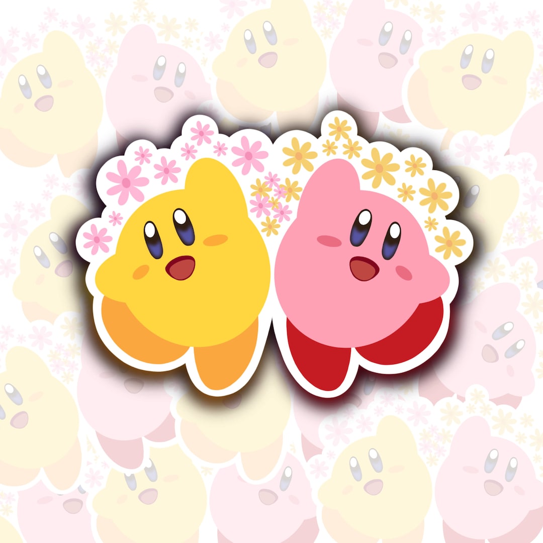 Pink and Yellow Kirby Vinyl Sticker - Etsy