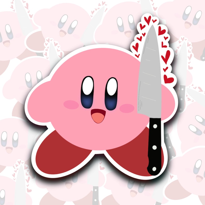Kirby Knife Meme Vinyl Sticker Poyo - Etsy Australia